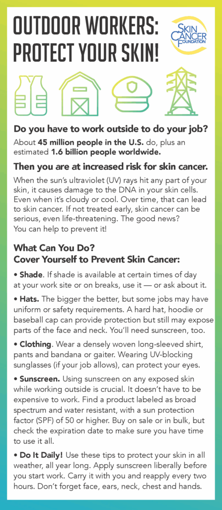 Outdoor Workers: Protect Your Skin! – The Skin Cancer Foundation Web Store